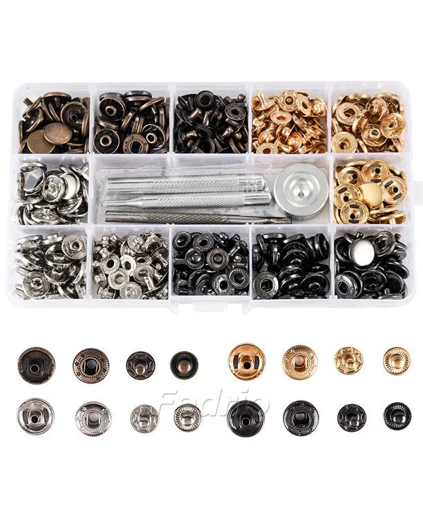 Snap Fastener Metal Buttons Press Stud with Tools for Clothes, Jackets ...